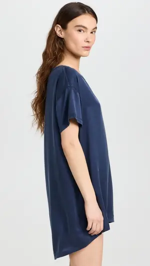 Lunya Washable Silk Oversized Sleep Tee - Deep Blue
