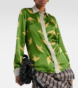 Dries Van Noten Printed Silk-blend Satin Shirt