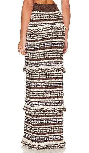 Tularosa Kaely Maxi Skirt - Brown & Ivory