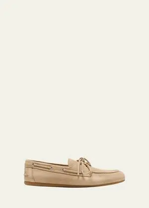 Miu Miu Suede Lace-Up Moccasins - Ecru