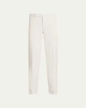 Ralph Lauren Purple Label Gregory Silk-linen Trousers - Cream