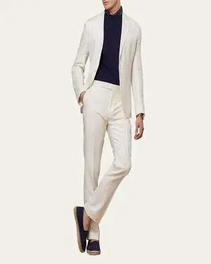 Ralph Lauren Purple Label Gregory Silk-linen Trousers - Cream