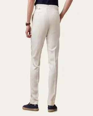 Ralph Lauren Purple Label Gregory Silk-linen Trousers - Cream