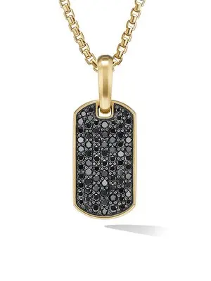 David Yurman Chevron Tag In 18k Yellow Gold - Black Diamond
