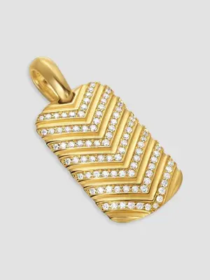 David Yurman Chevron Tag In 18k Yellow Gold - Diamond