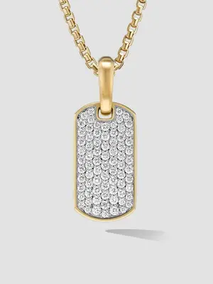David Yurman Chevron Tag In 18k Yellow Gold - Diamond