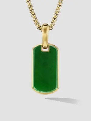 David Yurman Chevron Tag In 18k Yellow Gold - Nephrite Jade