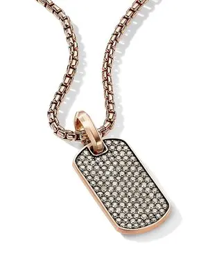 David Yurman Chevron Tag In 18k Rose Gold