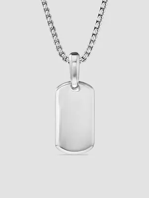 David Yurman Chevron Tag In Sterling 21mm - Silver