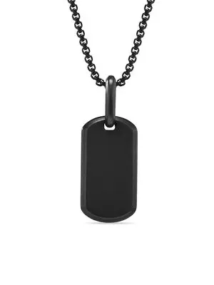 David Yurman Chevron Tag In Titanium, 21mm - Black
