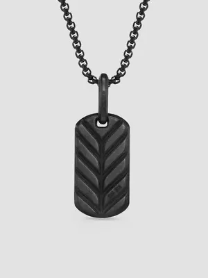 David Yurman Chevron Tag In Titanium, 21mm