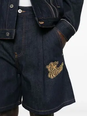 Off-White 90s Logo Denim Shorts - Blue