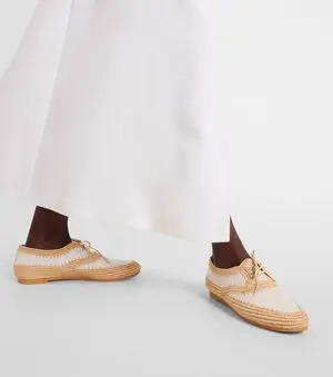 Clergerie Idana Leather-trimmed Straw Brogues