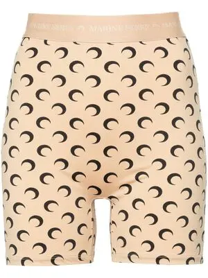MARINE SERRE Moon-print Shorts - Neutrals