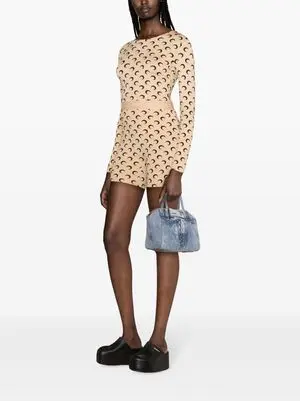 MARINE SERRE Moon-print Shorts - Neutrals