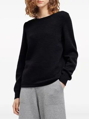 BARRIE Striped Ribbed-knit Jumper - Black