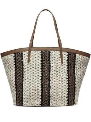 Brunello Cucinelli Striped Woven Tote Bag
