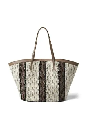 Brunello Cucinelli Striped Woven Tote Bag