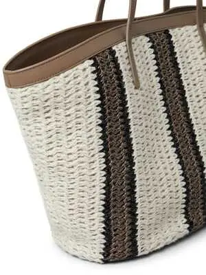 Brunello Cucinelli Striped Woven Tote Bag
