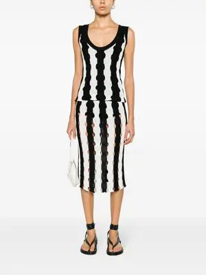 Pinko Cut-out Striped Midi Skirt