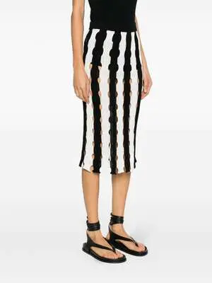 Pinko Cut-out Striped Midi Skirt