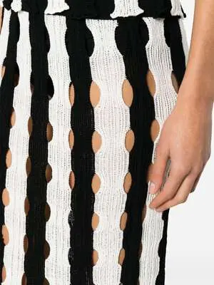Pinko Cut-out Striped Midi Skirt