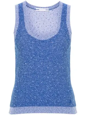 Jacob Cohen Logo-embroidered Bouclé Top - Blue
