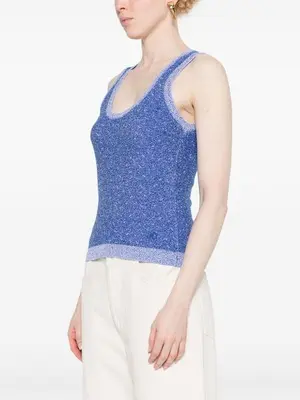 Jacob Cohen Logo-embroidered Bouclé Top - Blue