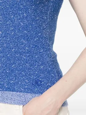 Jacob Cohen Logo-embroidered Bouclé Top - Blue