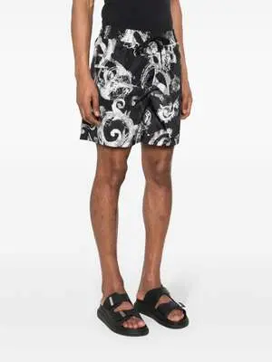 Versace Watercolour Couture-print Track Shorts - Black