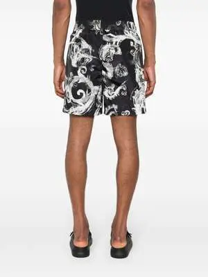 Versace Watercolour Couture-print Track Shorts - Black