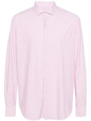 XACUS Vertical-striped Shirt - Pink