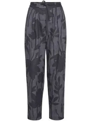 Brunello Cucinelli Floral Print Linen Trousers