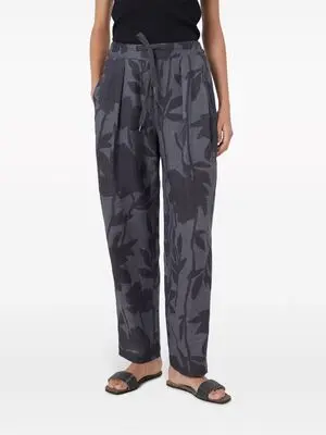 Brunello Cucinelli Floral Print Linen Trousers