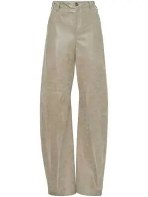 Brunello Cucinelli Wet-effect Leather Trousers