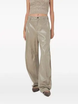 Brunello Cucinelli Wet-effect Leather Trousers
