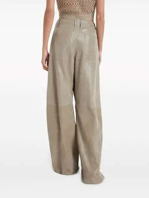 Brunello Cucinelli Wet-effect Leather Trousers