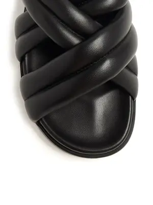 Mcm Crossover Padded Leather Sandals