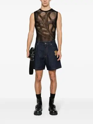 Off-White Logo-patch Denim Shorts - Blue