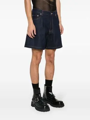 Off-White Logo-patch Denim Shorts - Blue