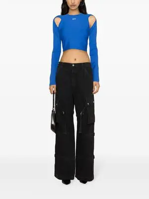 Off-White Logo-stamp Cut-out Blouse - Blue