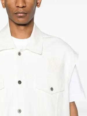 Off-White Logo-embroidered Denim Gilet - White