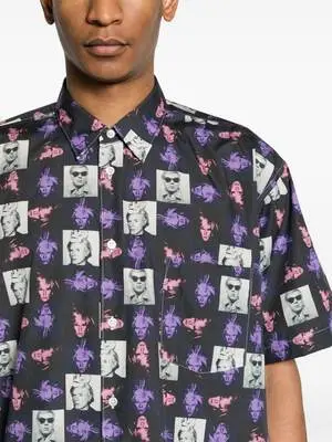 Comme Des Garçons Andy Warhol-print Poplin Shirt - Black