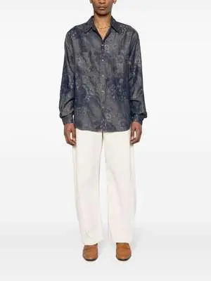 Etro Patterned-jacquard Denim Shirt