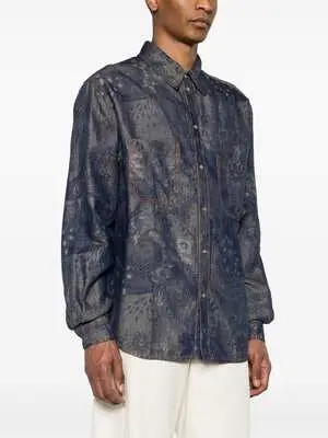 Etro Patterned-jacquard Denim Shirt