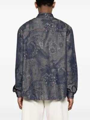 Etro Patterned-jacquard Denim Shirt