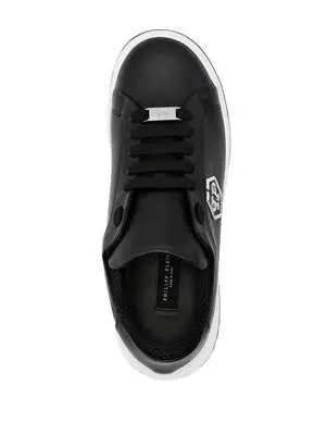 Philipp Plein Logo-appliqué Leather Sneakers - Black