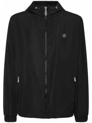 Philipp Plein Logo Patch Hooded Windbreaker - Black