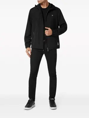 Philipp Plein Logo Patch Hooded Windbreaker - Black
