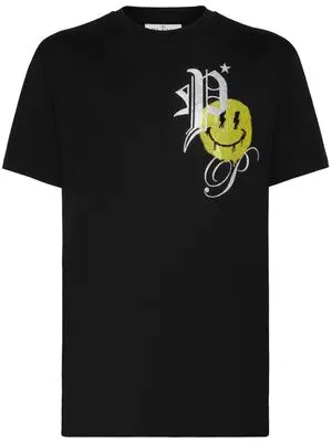 Philipp Plein Rhinestone-logo Cotton T-shirt - Black